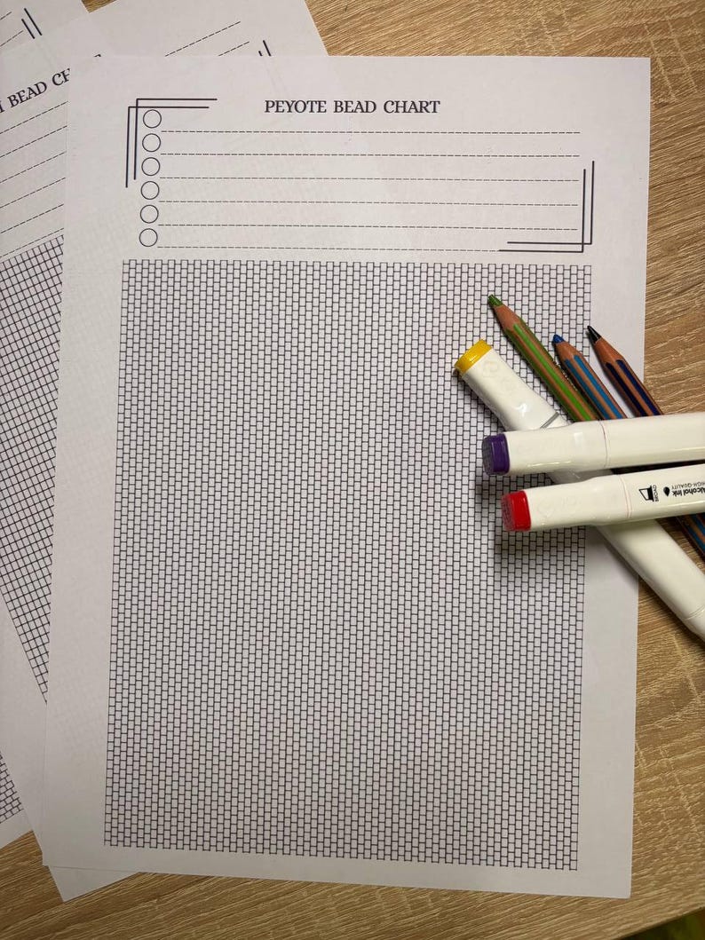Printable Beading Design Templates PDF, Blank Graph Paper for Loom ...