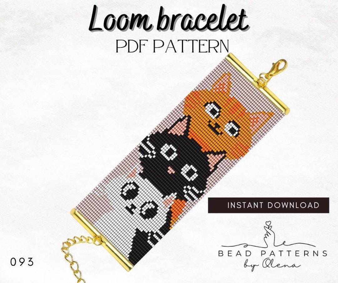 Cute Cat Loom Bracelet Pattern – PDF Beading Pattern for Delica Beads ...