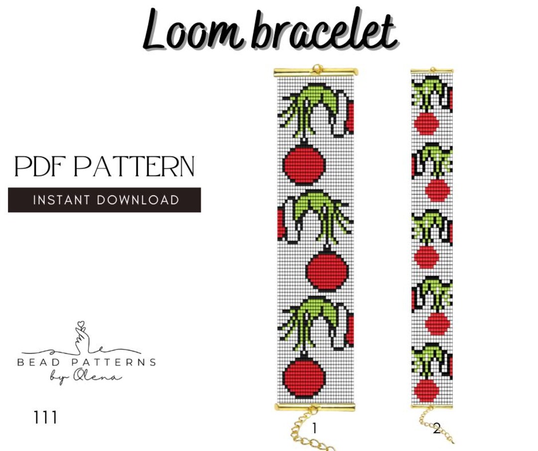 Christmas Loom Bracelet Pattern, Grinch Hand With Ornament Bead Loom ...