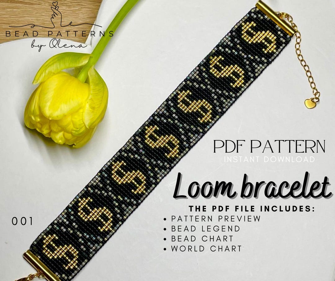 Dollar Sign Bead Loom Bracelet Pattern PDF | Easy Loom Beading for ...