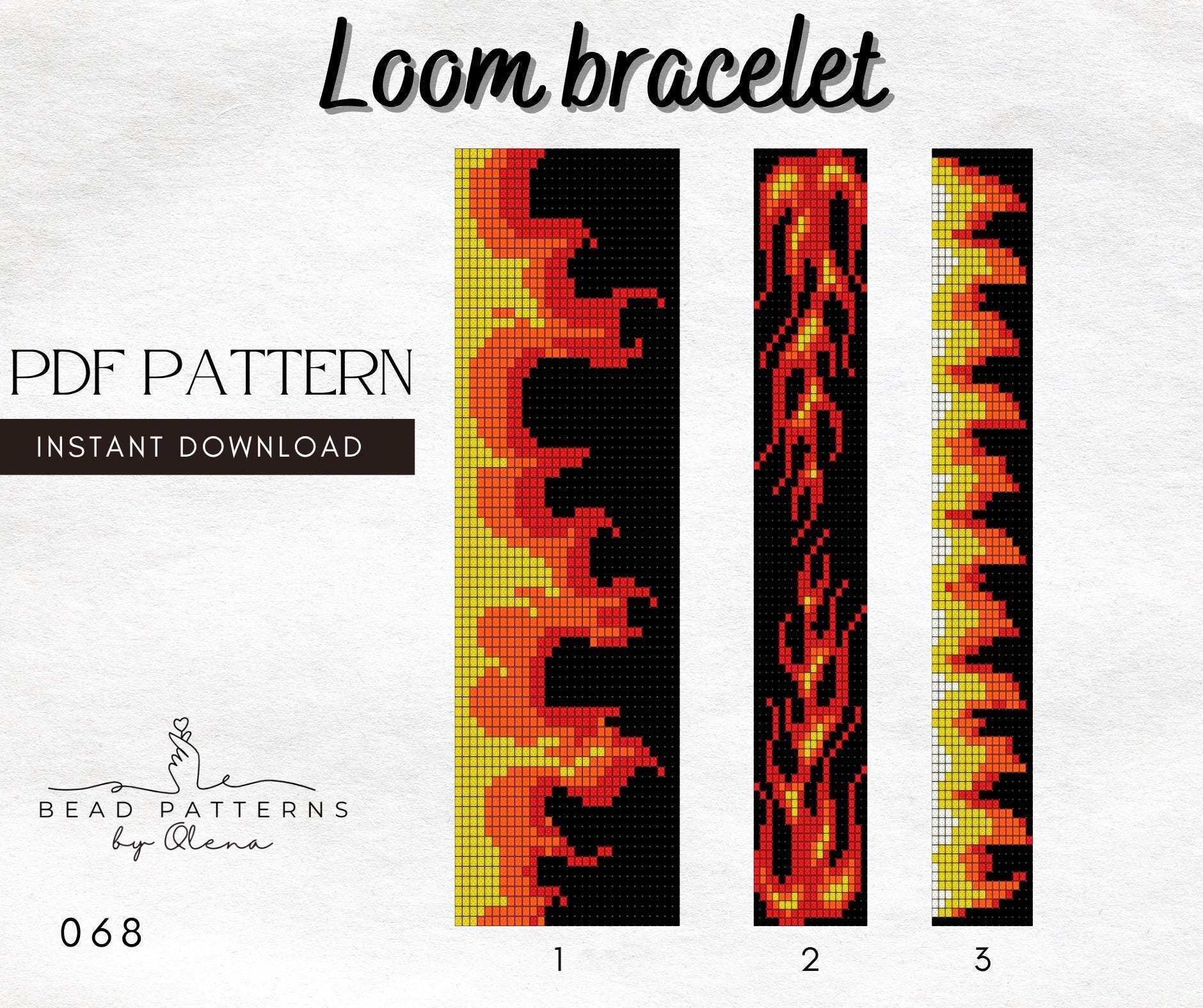 Fire Loom Bracelet Pattern Set – 3 Flame Designs – Bead Loom PDF ...