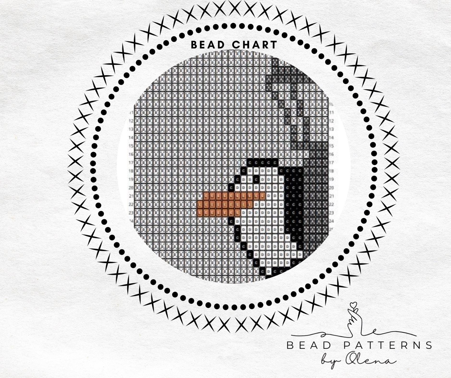 Penguin Loom Bracelet Pattern PDF, Cute Animal Beading Design, Black ...