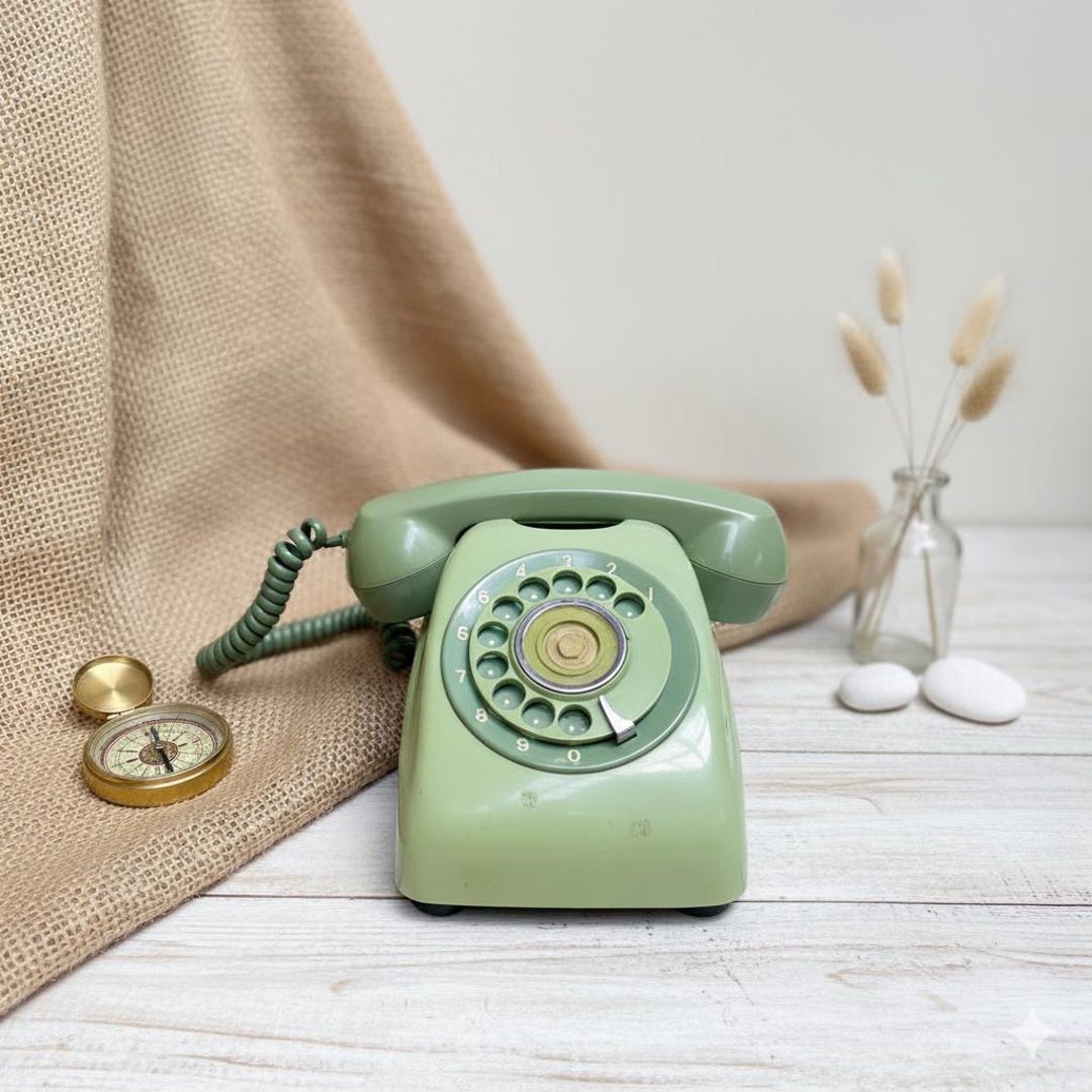 Authentic Retro Pastel Green Rotary Telephone Japan Original ...