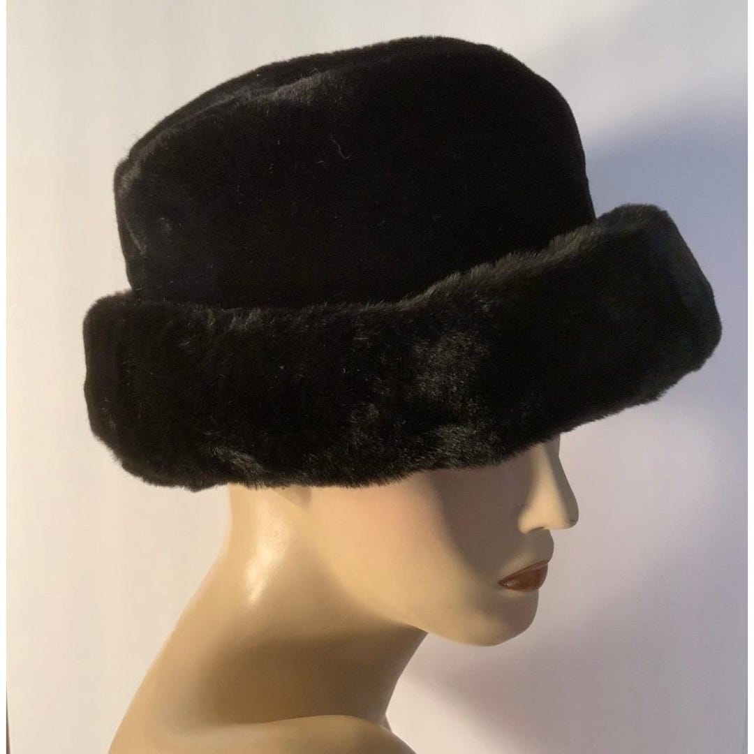 Vintage Ben Berger Luxury Collection Faux Fur Winter Black Hat - Etsy