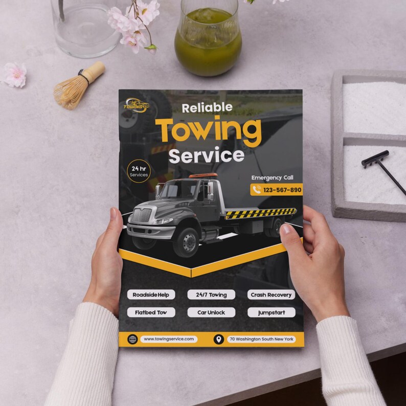 Towing Service Flyer Template - Roadside Assistance Business Design ...