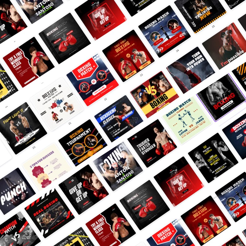 Boxing Social Media Templates - Trainer Editable Canva Design (digital ...