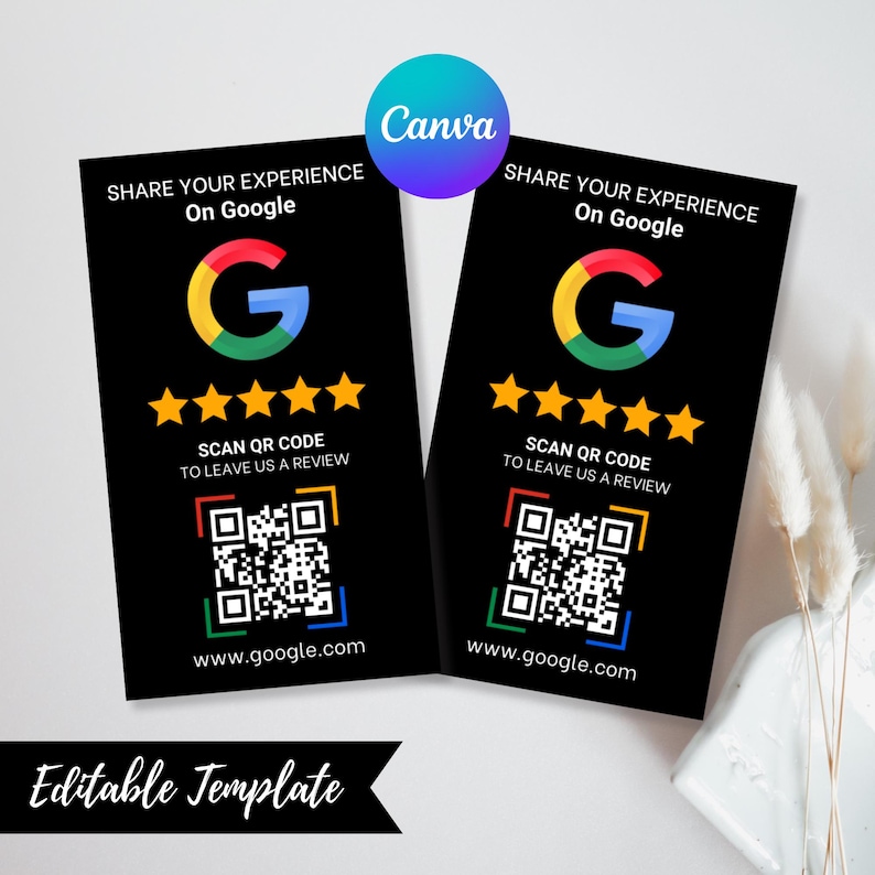 Google Review Card - Feedback Template - QR Code Rating Sign - Business ...