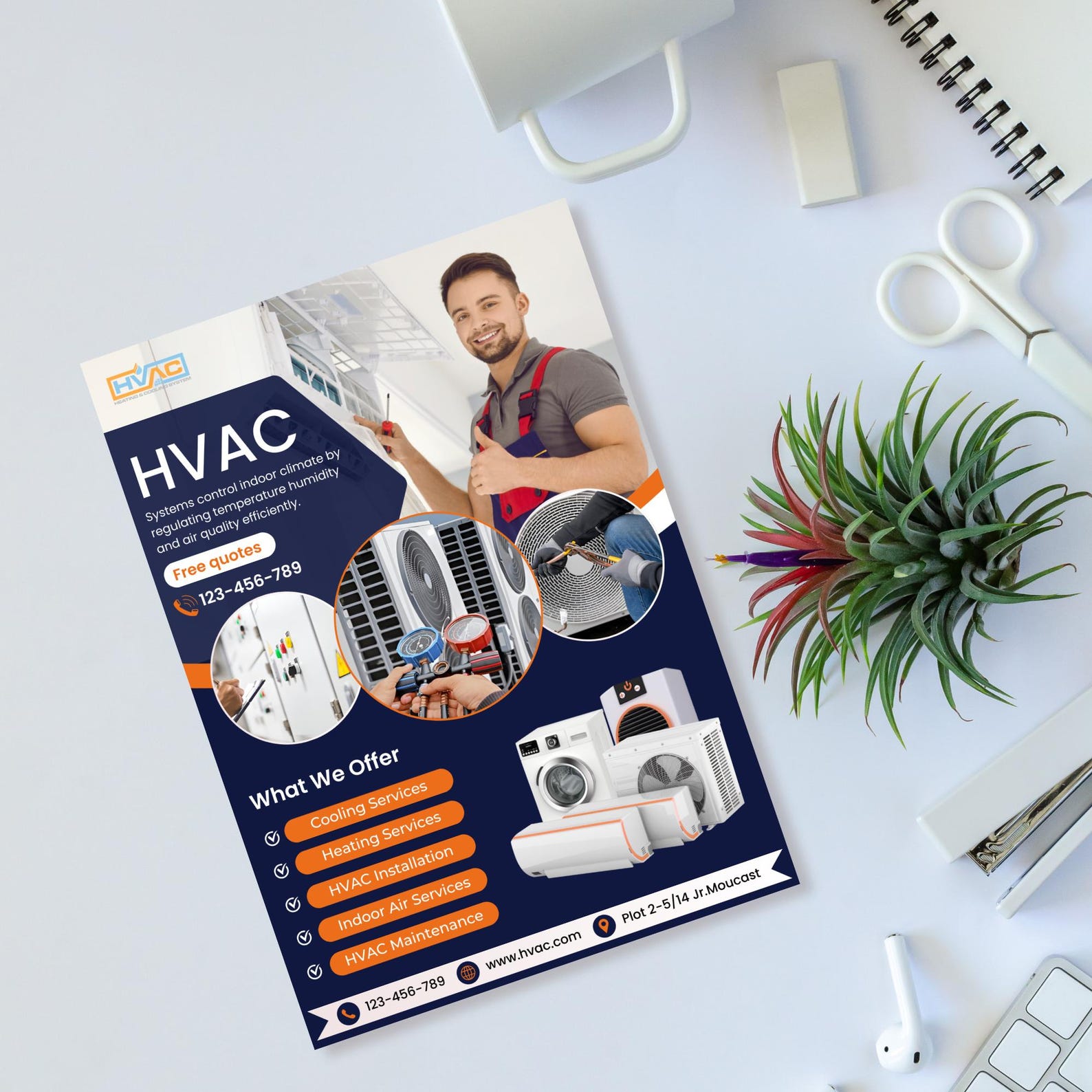 HVAC Flyer Template - AC Repair, Air Conditioning Business (canva, A4 ...
