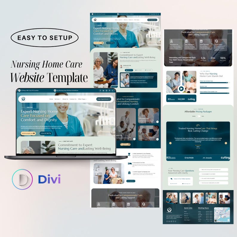 Nursing Home Care Website Template – Caregiver Wordpress Divi Theme ...