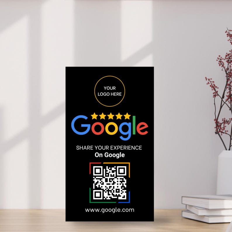 Google Review QR Code Sign Template - Scan to Review Card - Business ...