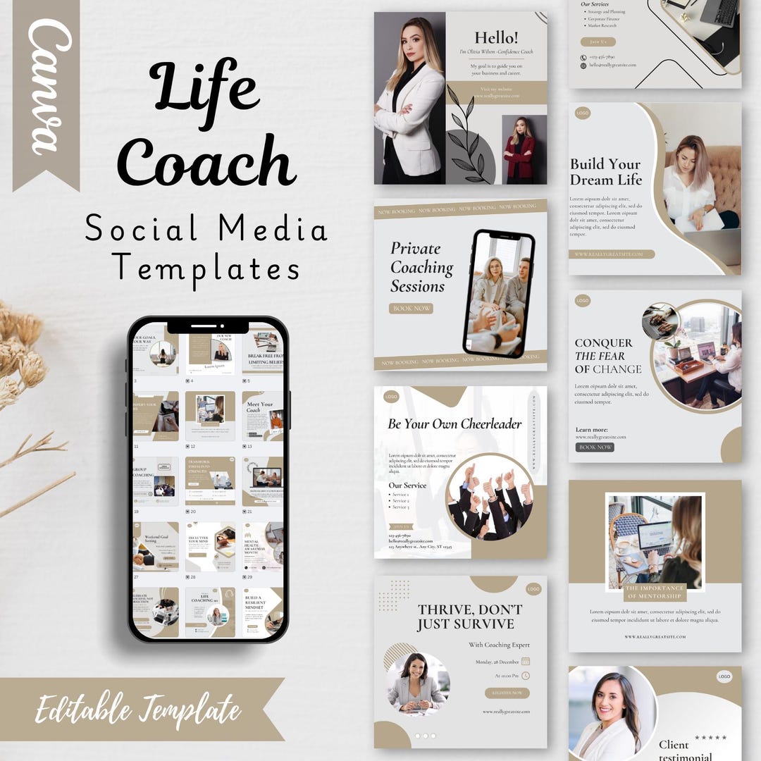 Life Coach Instagram Templates: Social Media Stories, Canva Design (PDF ...