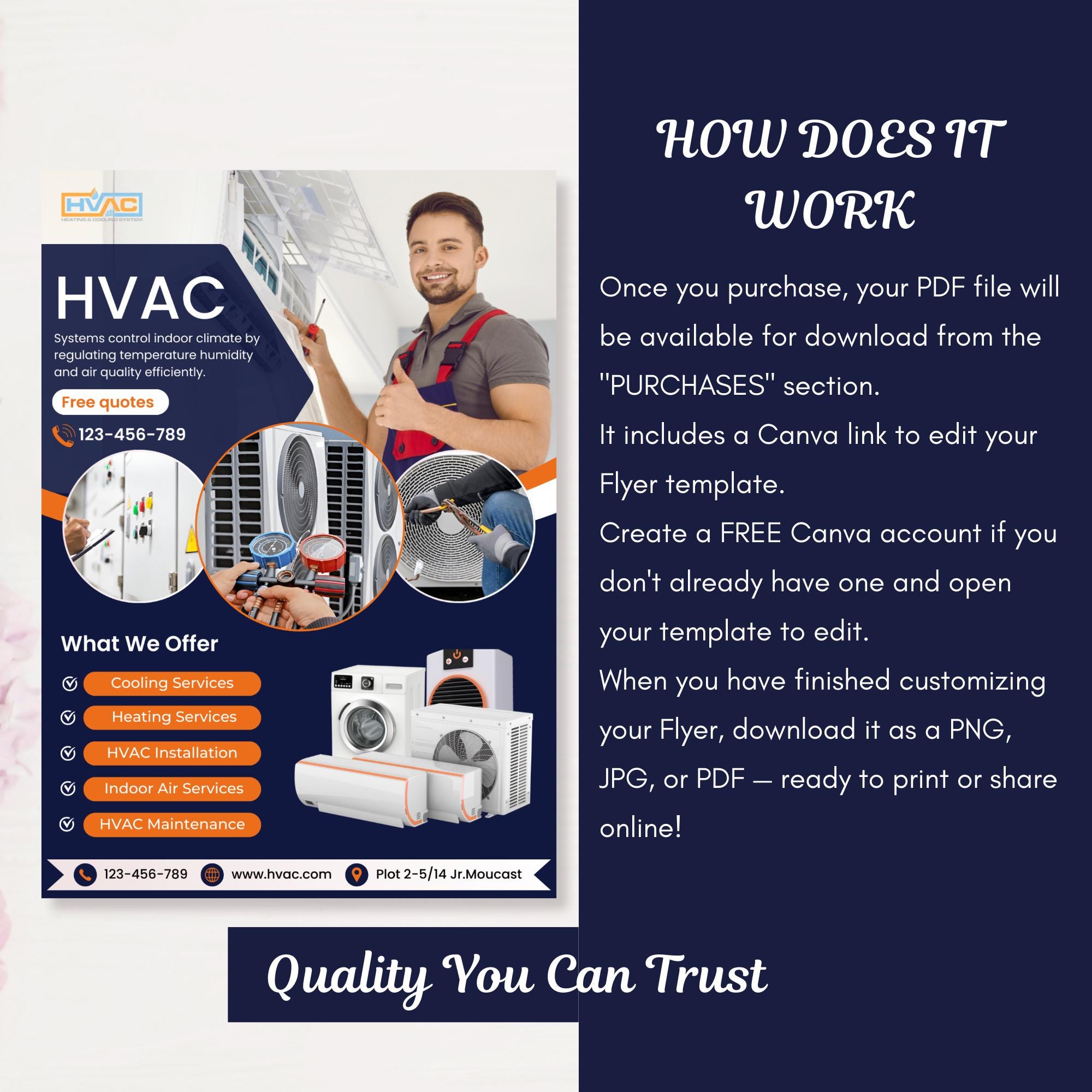 HVAC Flyer Template - AC Repair, Air Conditioning Business (canva, A4 ...