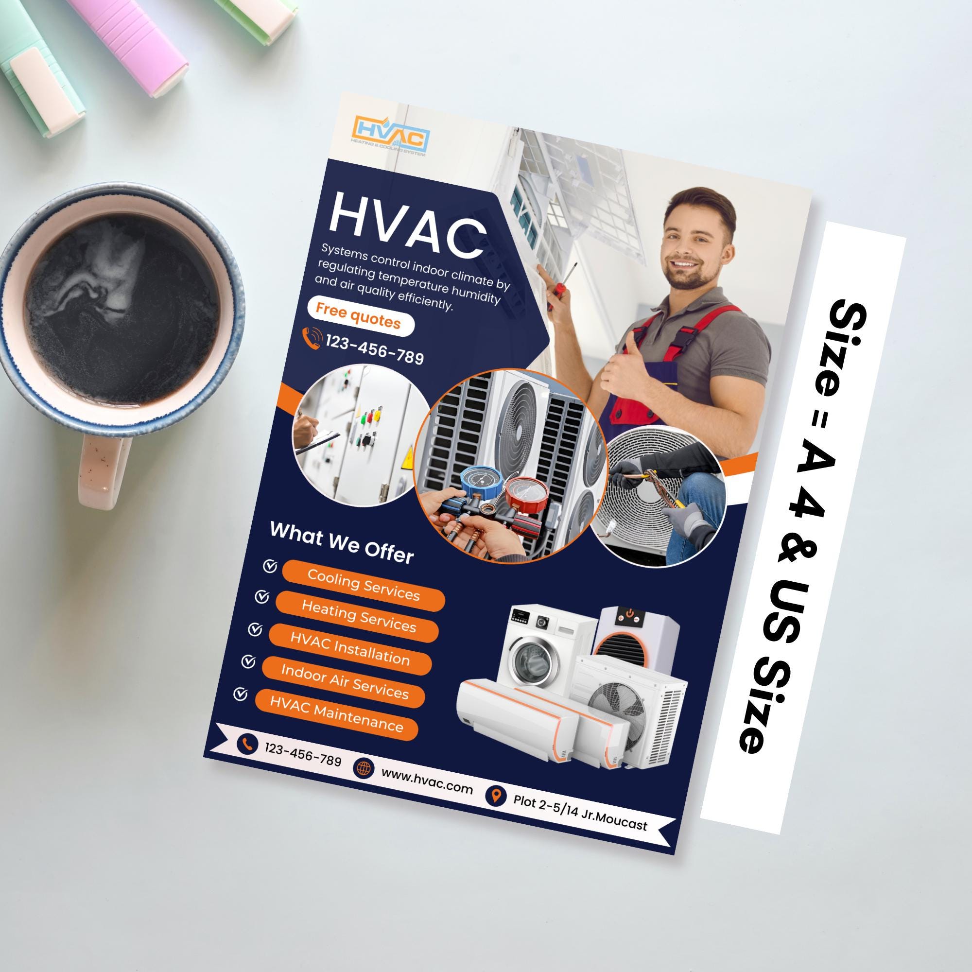 HVAC Flyer Template - AC Repair, Air Conditioning Business (canva, A4 ...