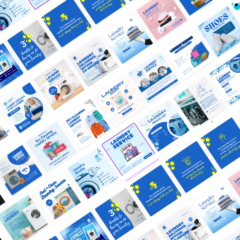 Laundry Social Media Templates - Laundromat Canva Posts - Fluff and ...