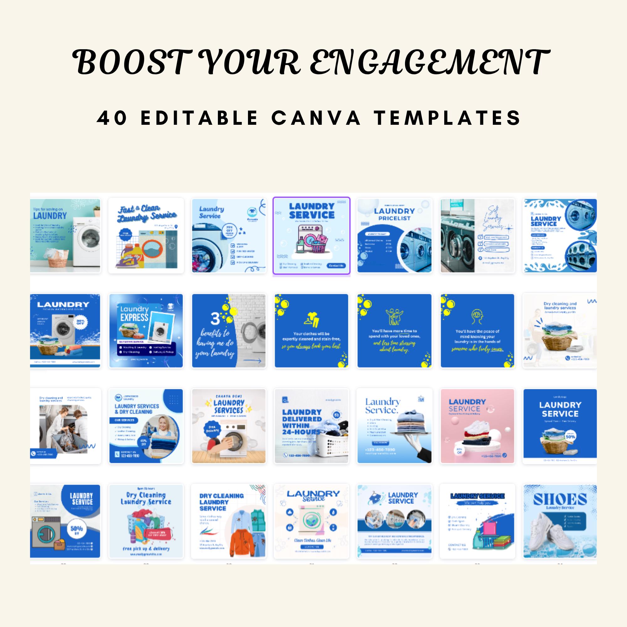 Laundry Social Media Templates - Laundromat Canva Posts - Fluff and ...