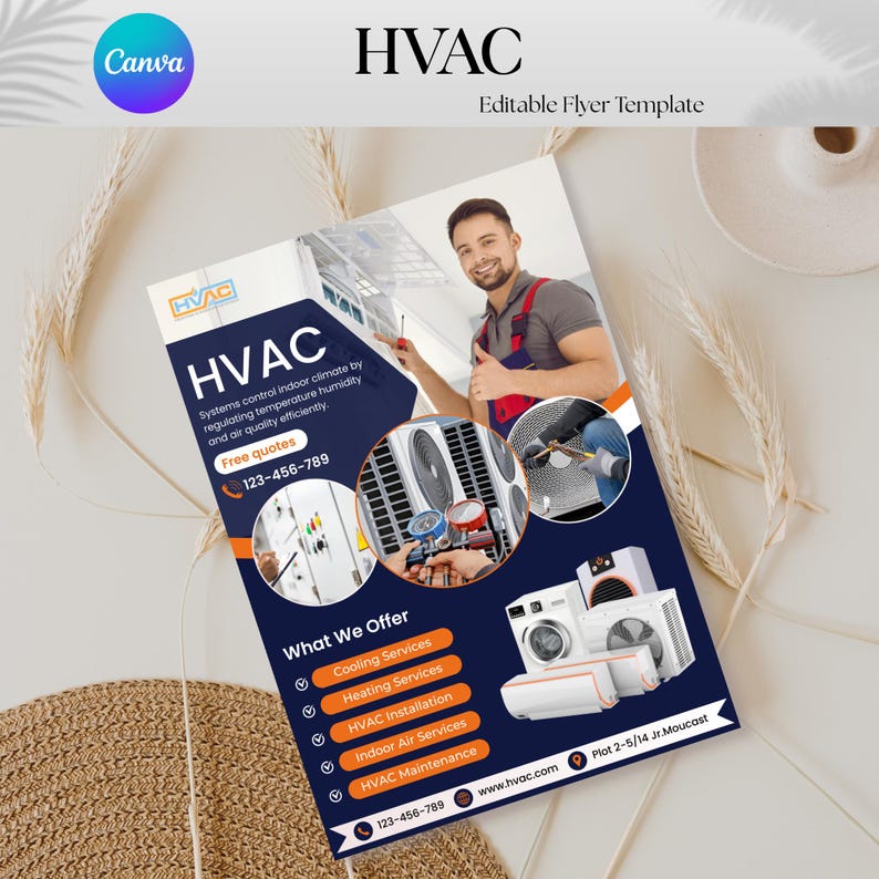 HVAC Flyer Template - AC Repair, Air Conditioning Business (canva, A4 ...