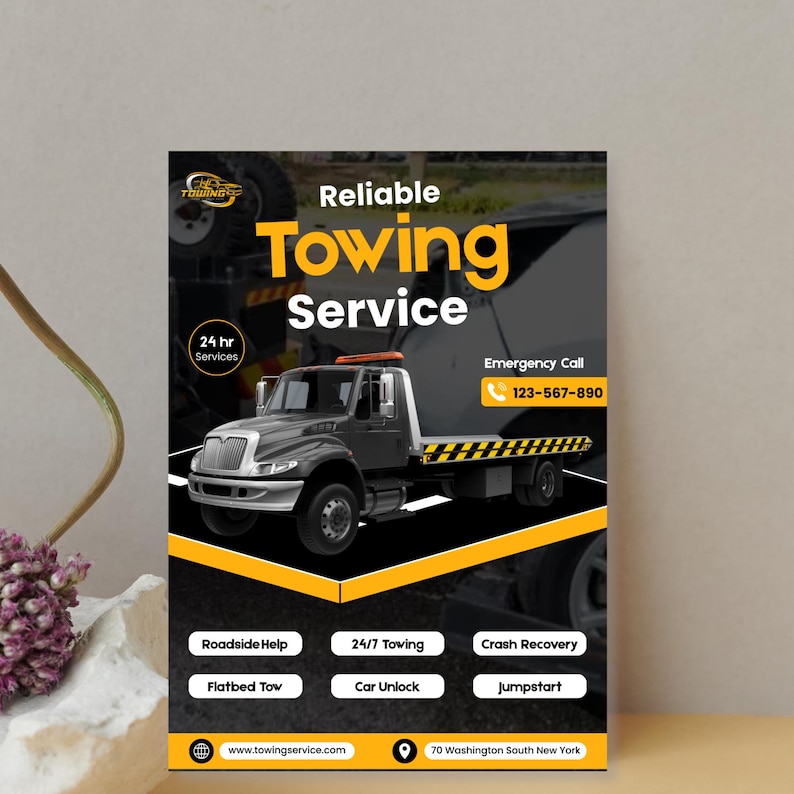 Towing Service Flyer Template - Roadside Assistance Business Design ...