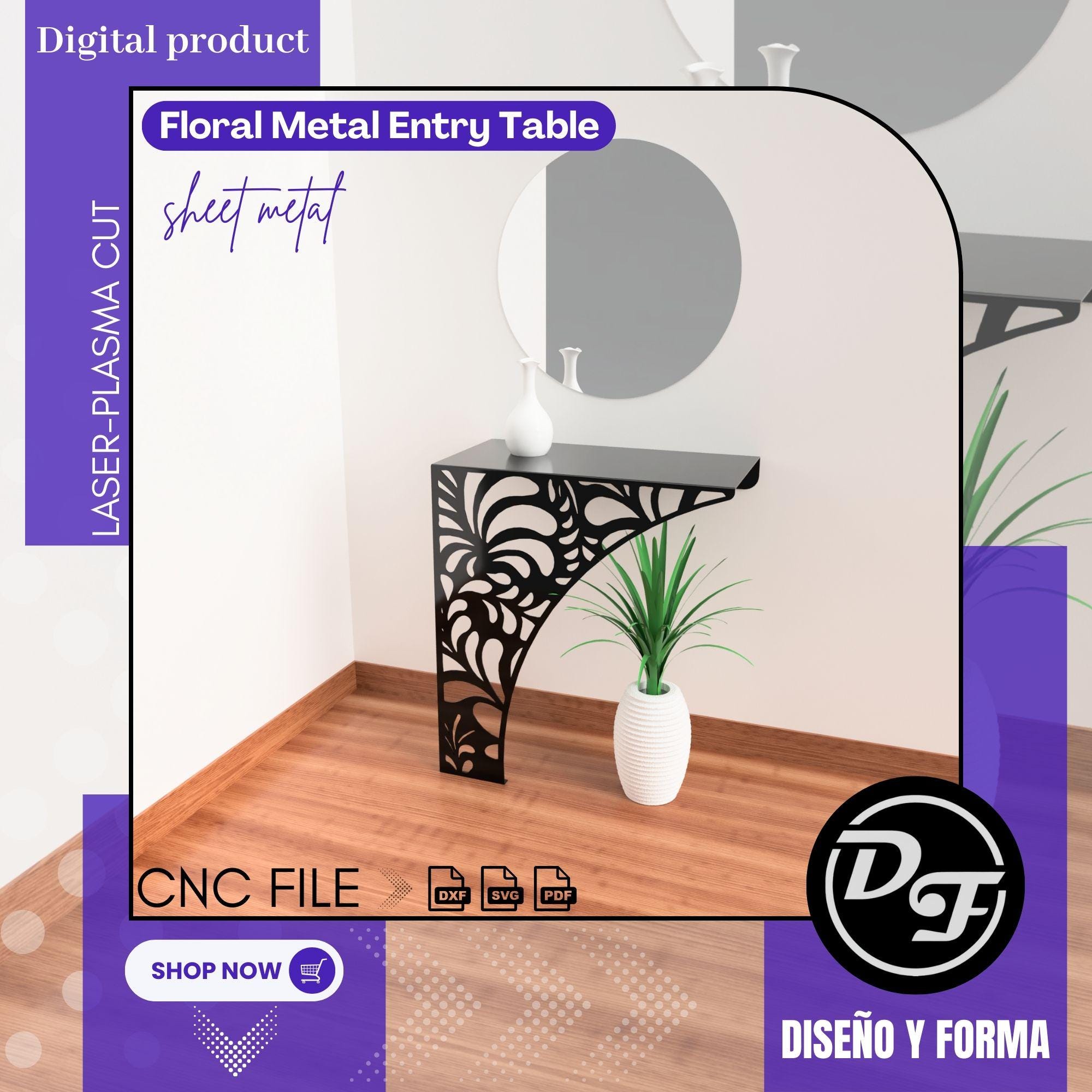 Floral Metal Entry Table CNC File – Laser Plasma Cut (pdf, Svg, Dxf) - Etsy