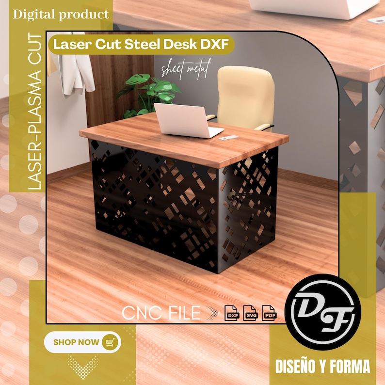 Laser Cut Steel Desk DXF File – Metal Desk Base Design for CNC Plasma ...