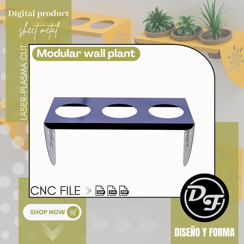 Modular Wall Plant Shelf DXF File – Decorative Metal Wall Planter for ...