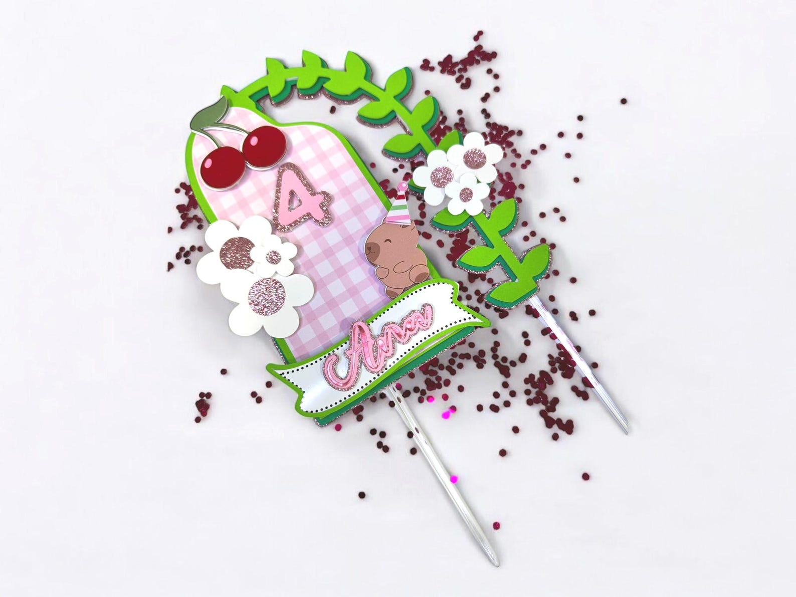 Capybara Cake Topper, Girl Capybara, Capybara Birthday, Capybara Cherry ...