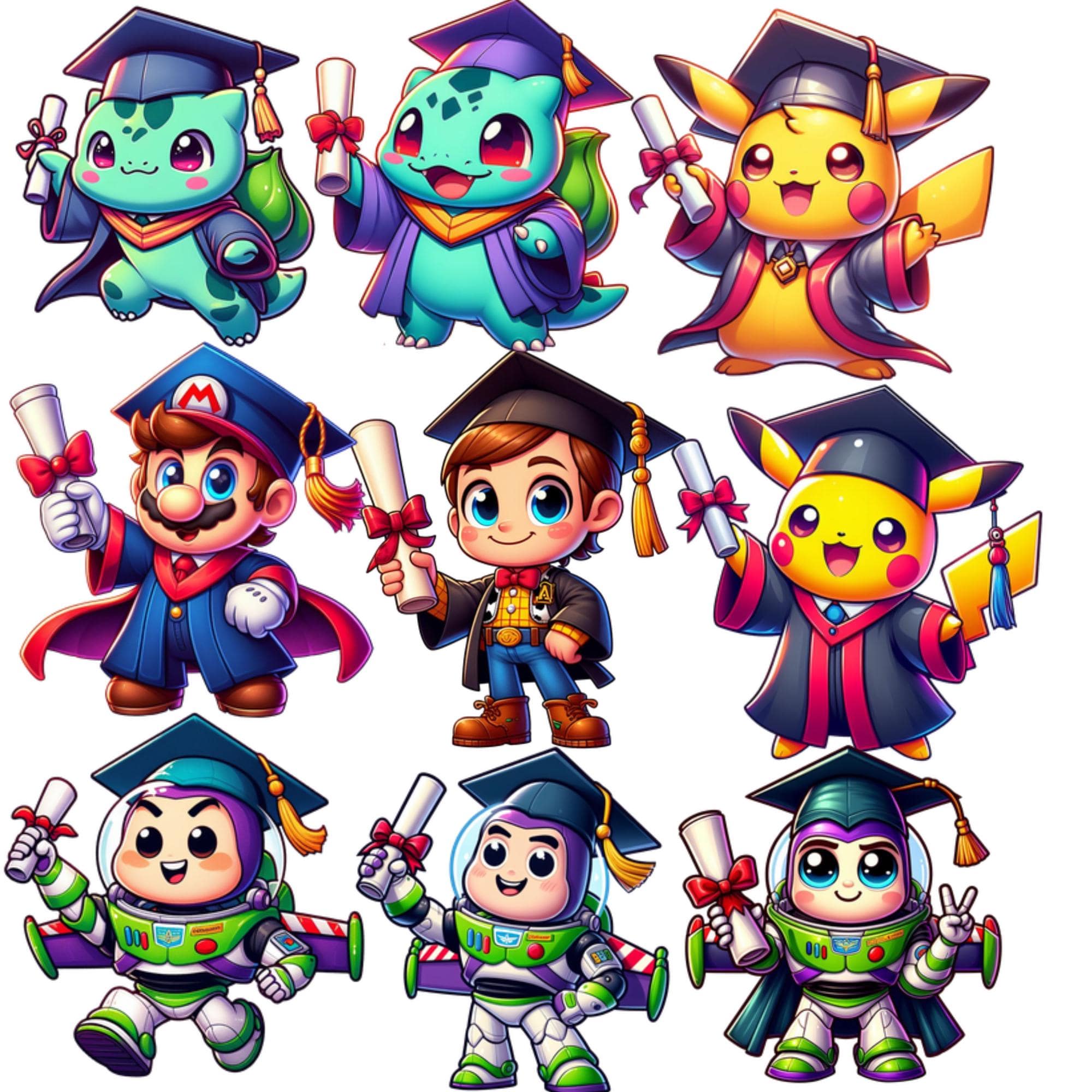 Graduation Cartoon Bundle | Digital PNG | Cute Graduation Characters ...