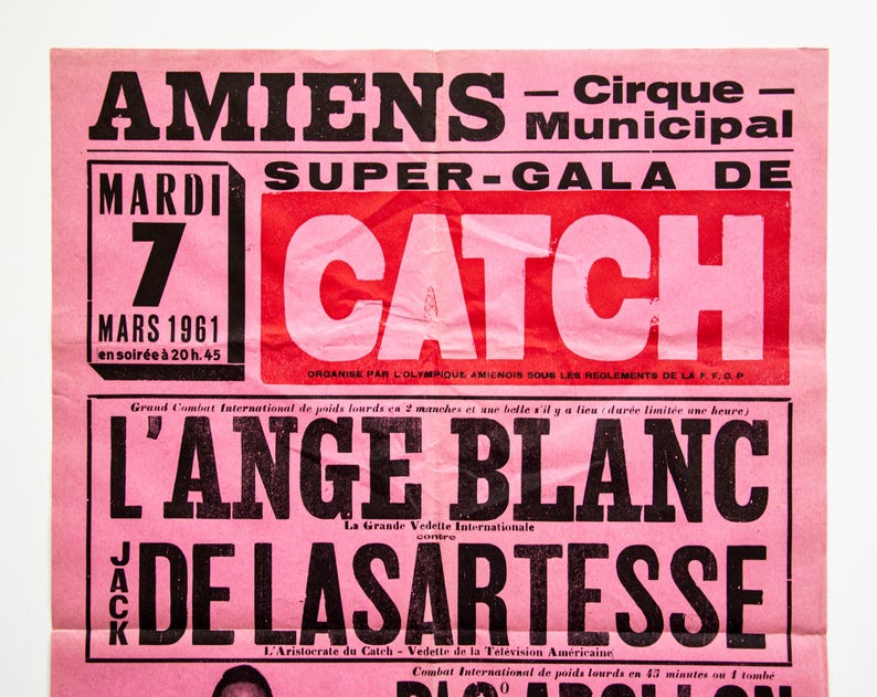 Original Vintage French Wrestling Poster 'super-gala De Catch' 1961 ...