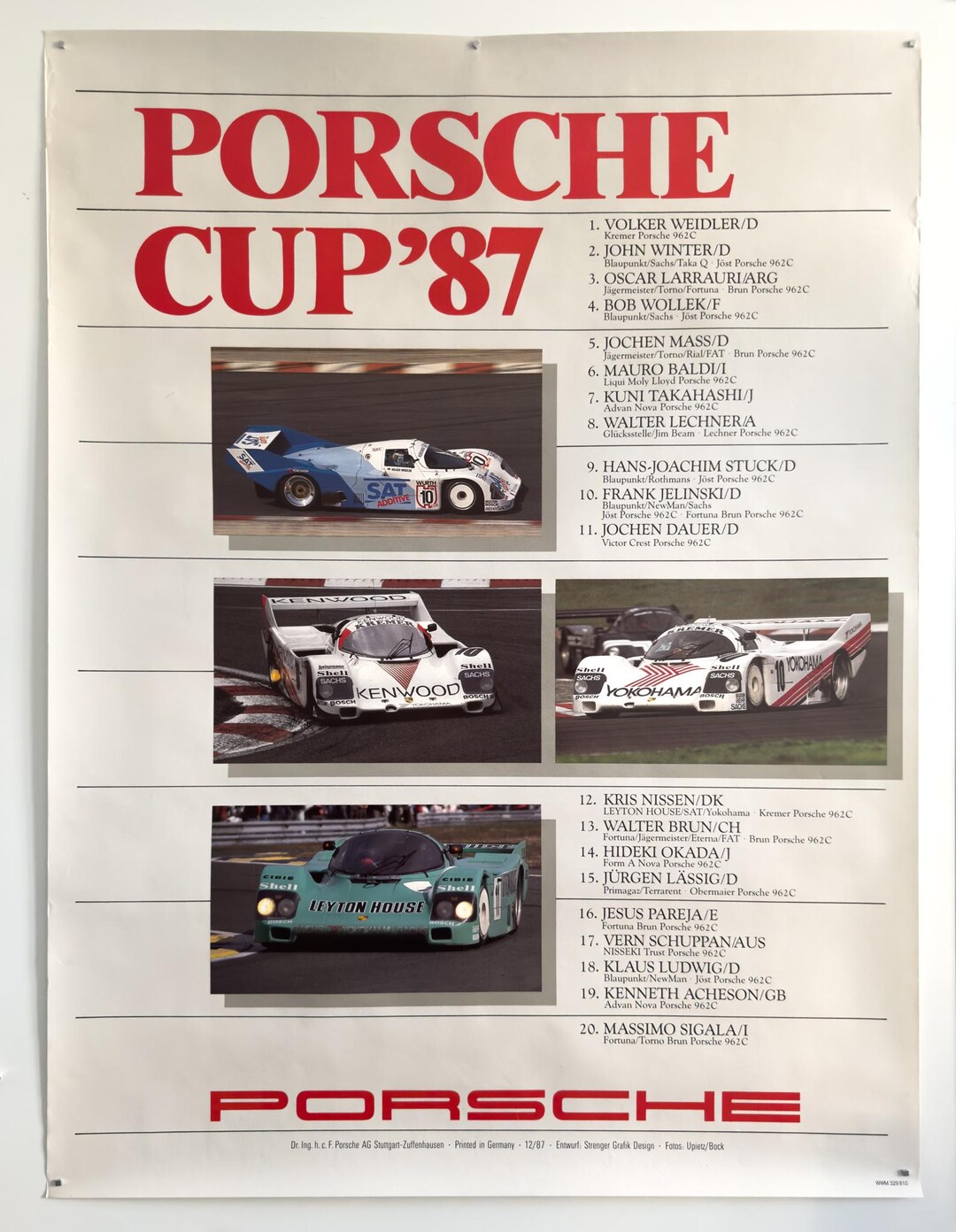 Porsche Cup ’87 – 1987 – Original Poster by Strenger Grafik Design ...