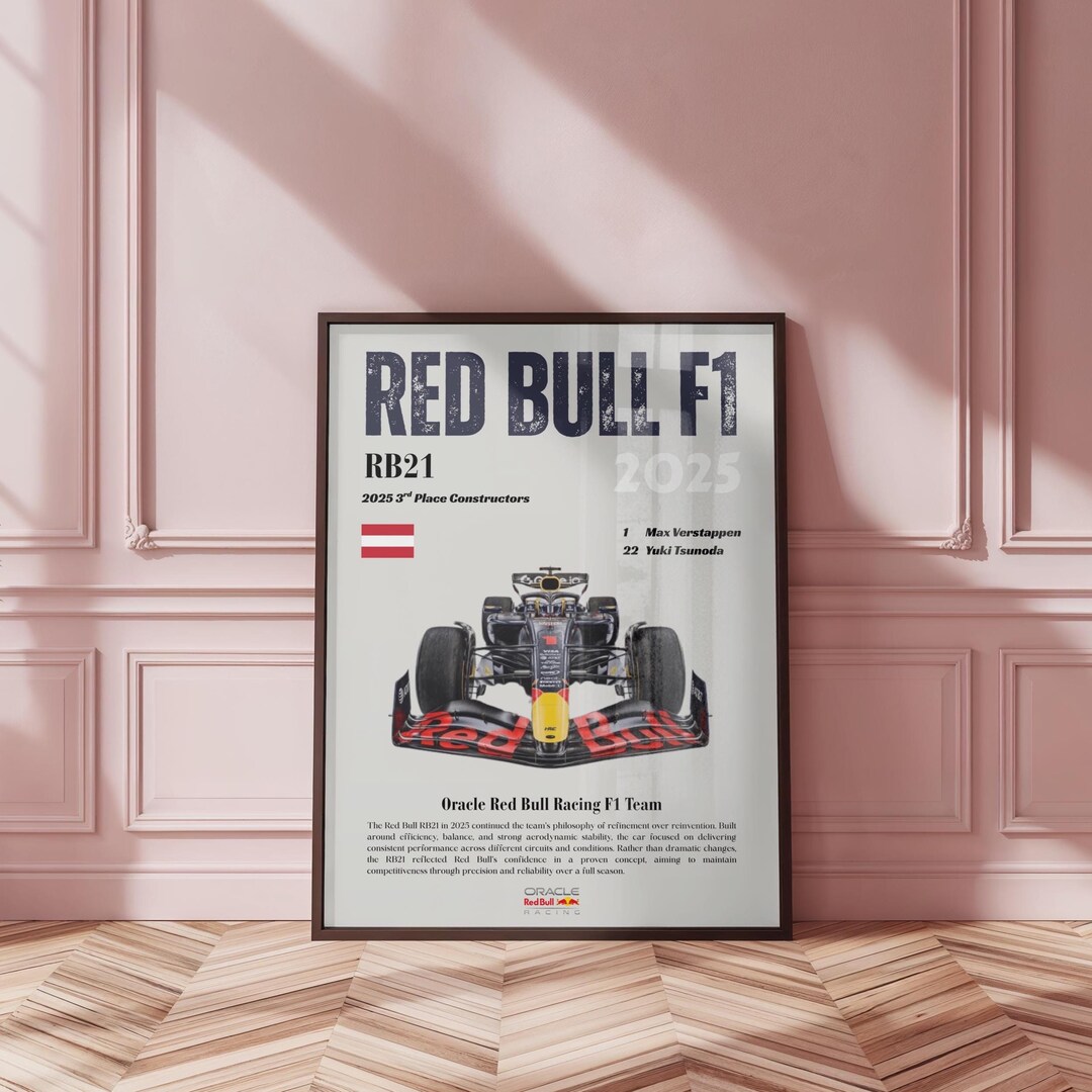 Red Bull F1 Car Poster Red Bull RB21 Poster 2025 F1 Car Wall Art ...