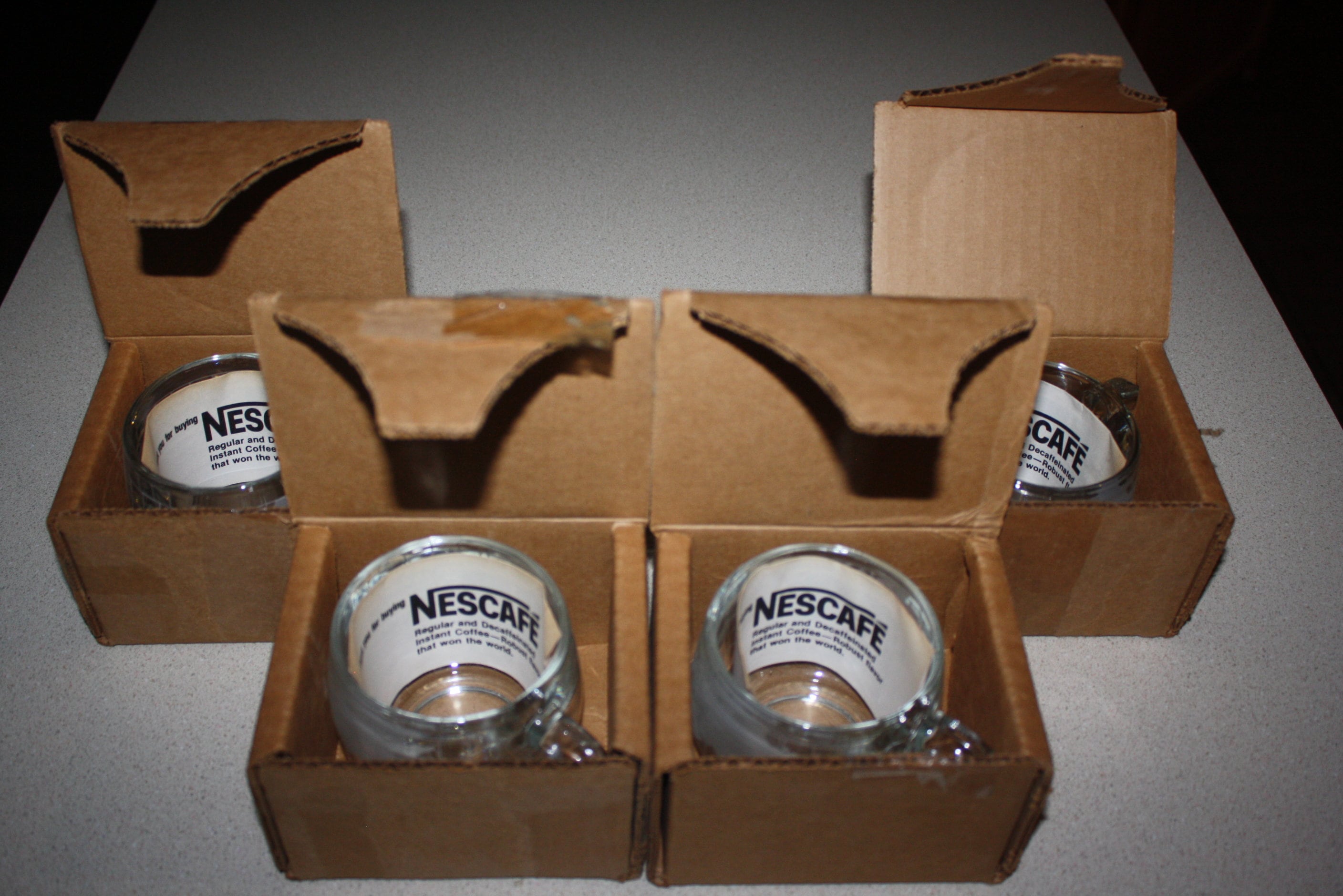 Vintage 1974 Unused Nescafe Glass World Mug, Set of 4! New Old Stock ...