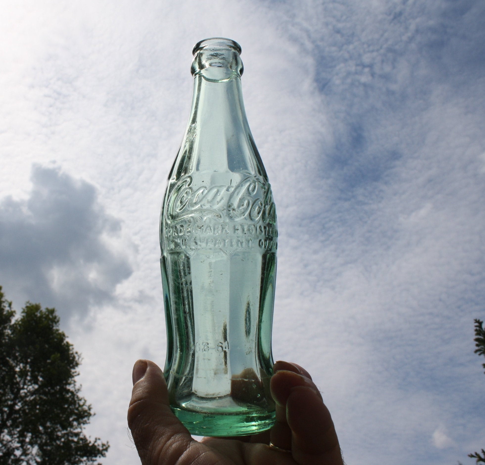 Vintage Thick Green Glass Coca Cola Bottle Antique New York Ny Coke Bottle