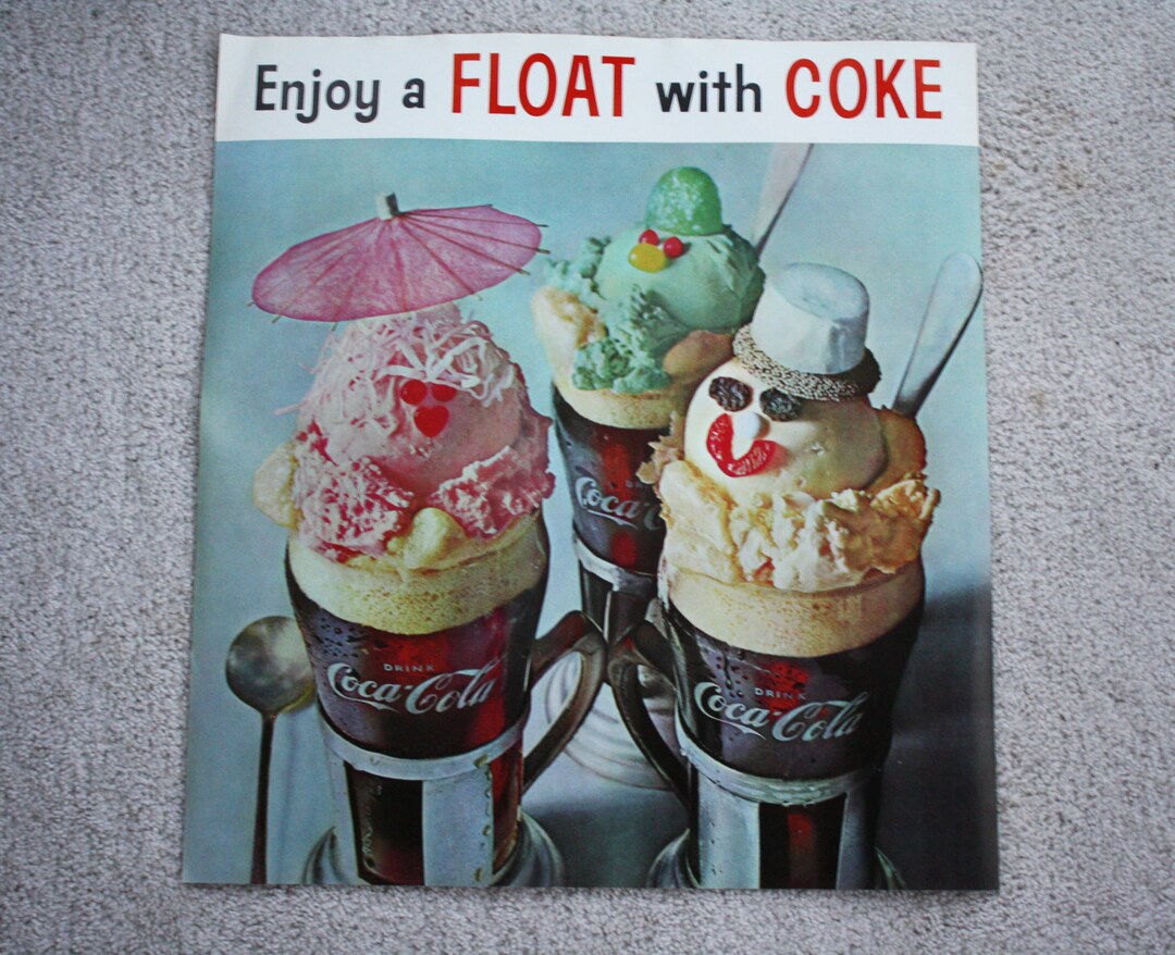 Vintage Original 1961 Coca-cola Diner Poster, ENJOY a FLOAT With COKE ...