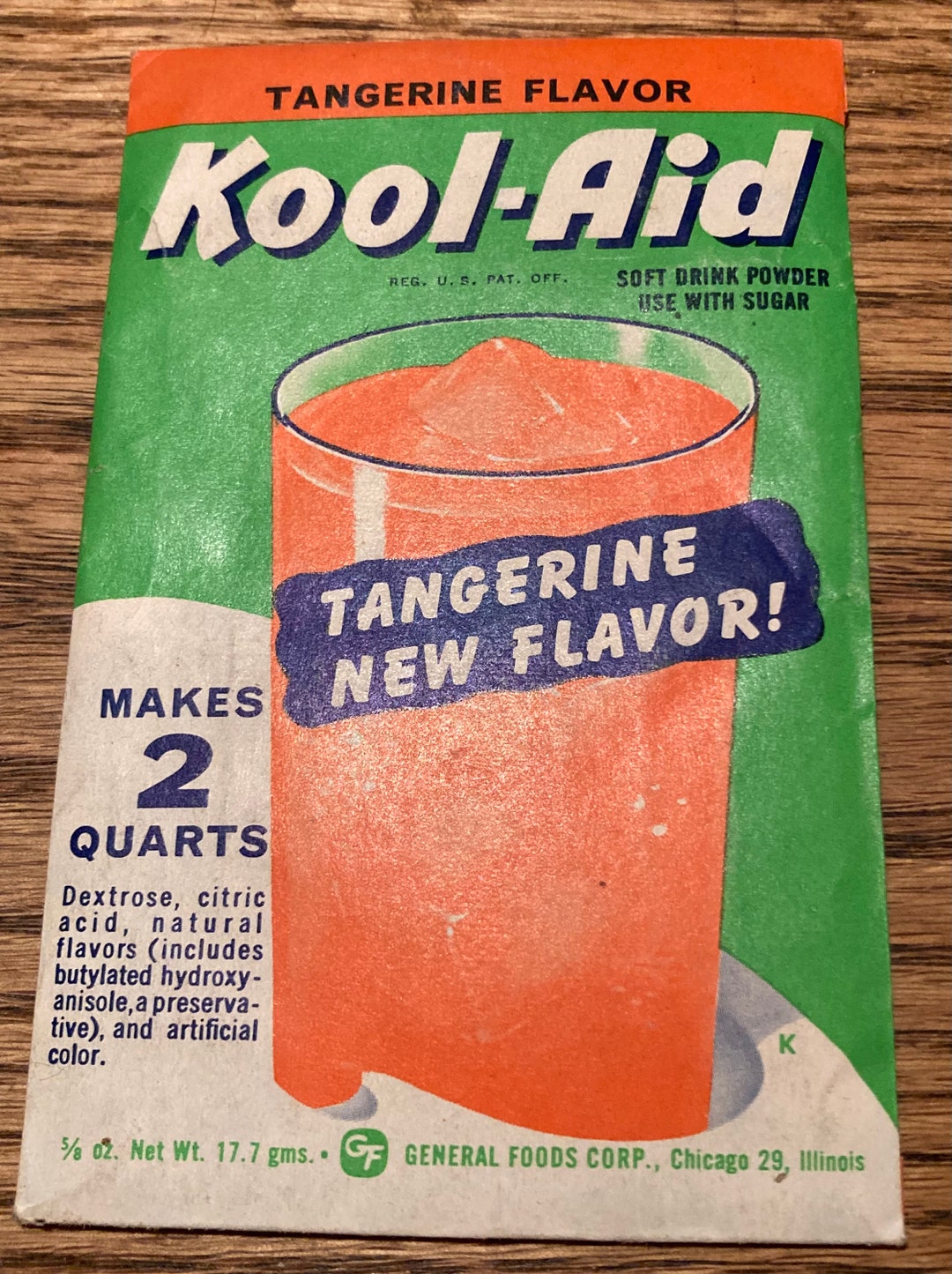 Original 1955 KOOL-AID Tangerine Drink Mix Packet, NOS, Full Contents ...