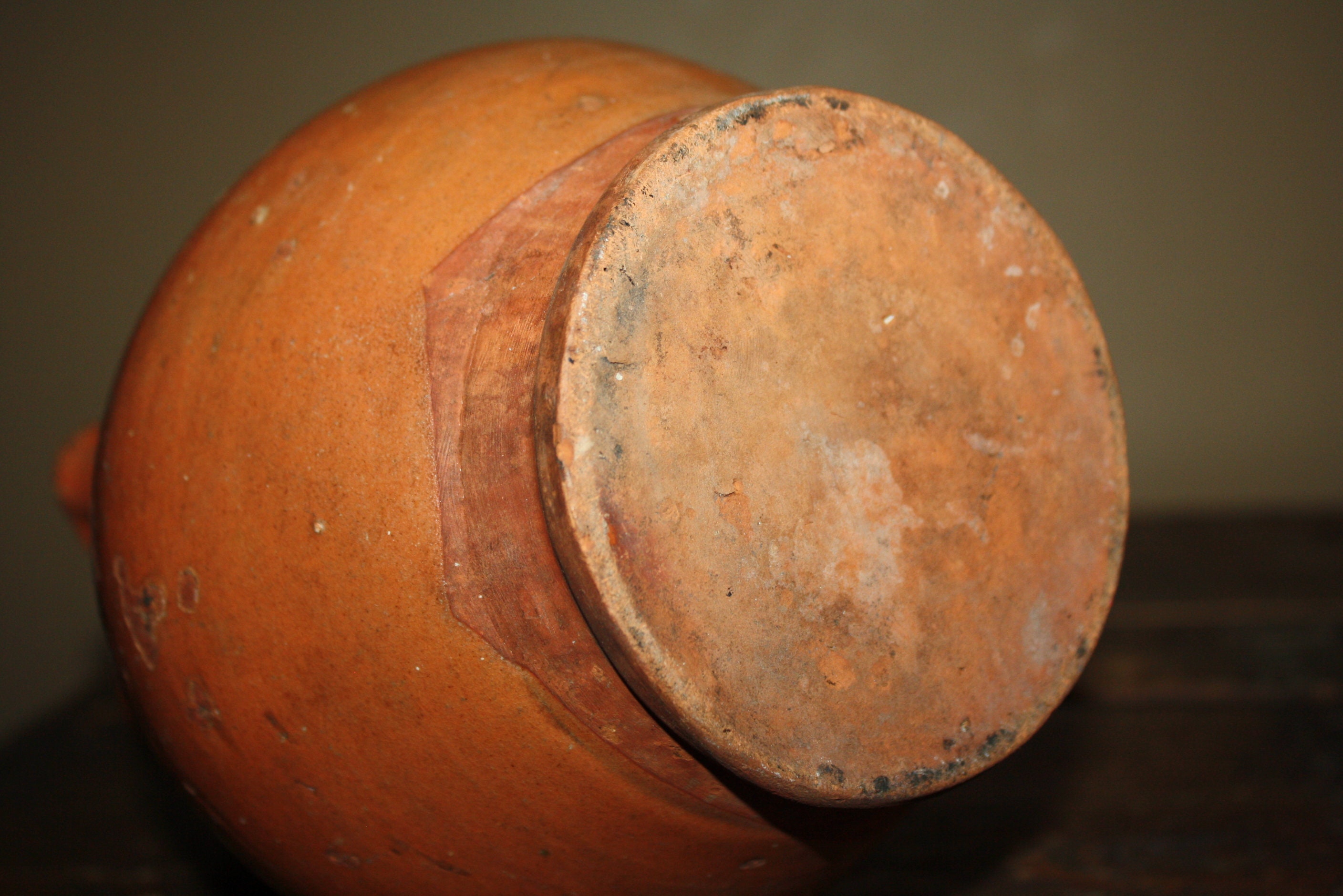 Antique Country Primitive Redware Pottery Pitcher; Slip Decorated, Lead ...