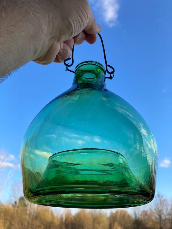 Vintage Green Depression Glass Bug Catcher Hanging Fly Trap Etsy