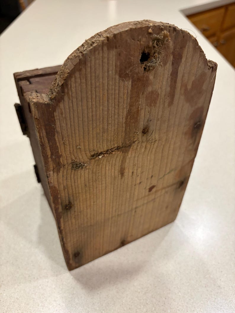 Antique Country Primitive Wooden Clock Box With Old Paint; Hanging Wall ...