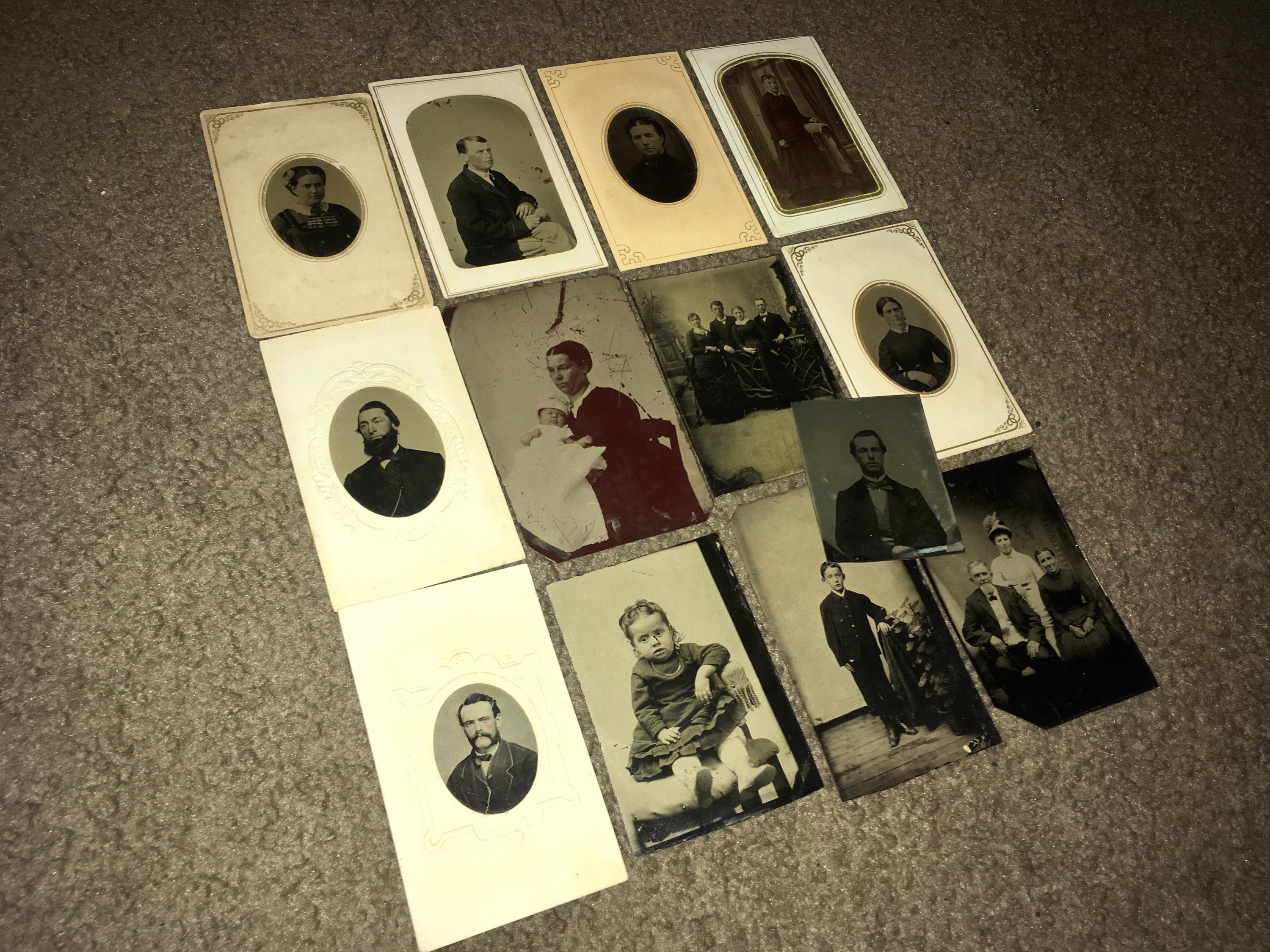 Lot of 13 Antique Victorian Period Tintype Photographs; Original Civil ...