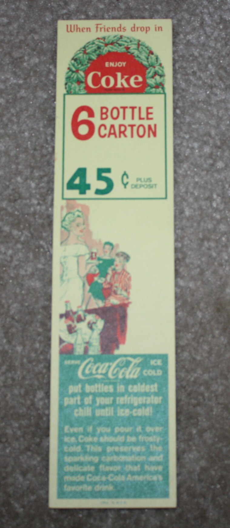 Vintage Late 1950s Coca Cola Carton Advertising Insert; NOS Coke 6 Pack ...