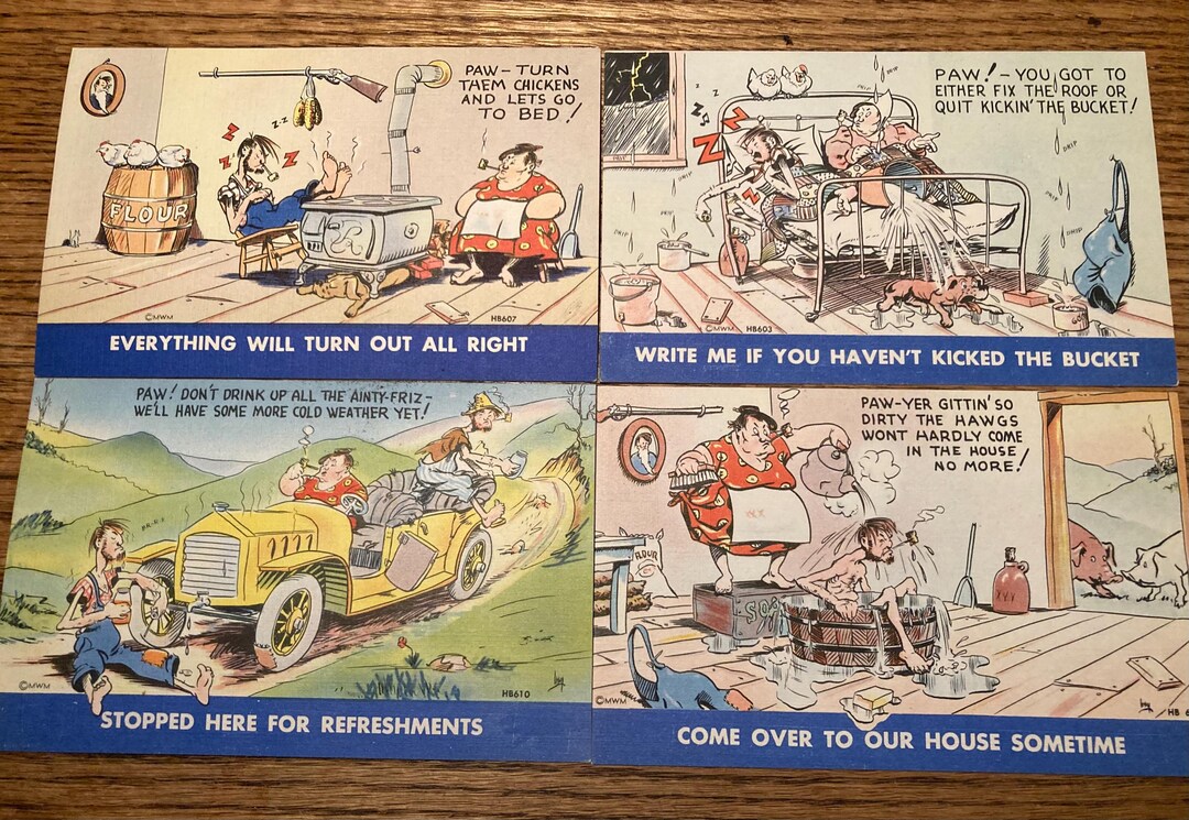 Vintage 1940s Hillbilly Humor Postcards: Luther Jakie Irby, Artist ...