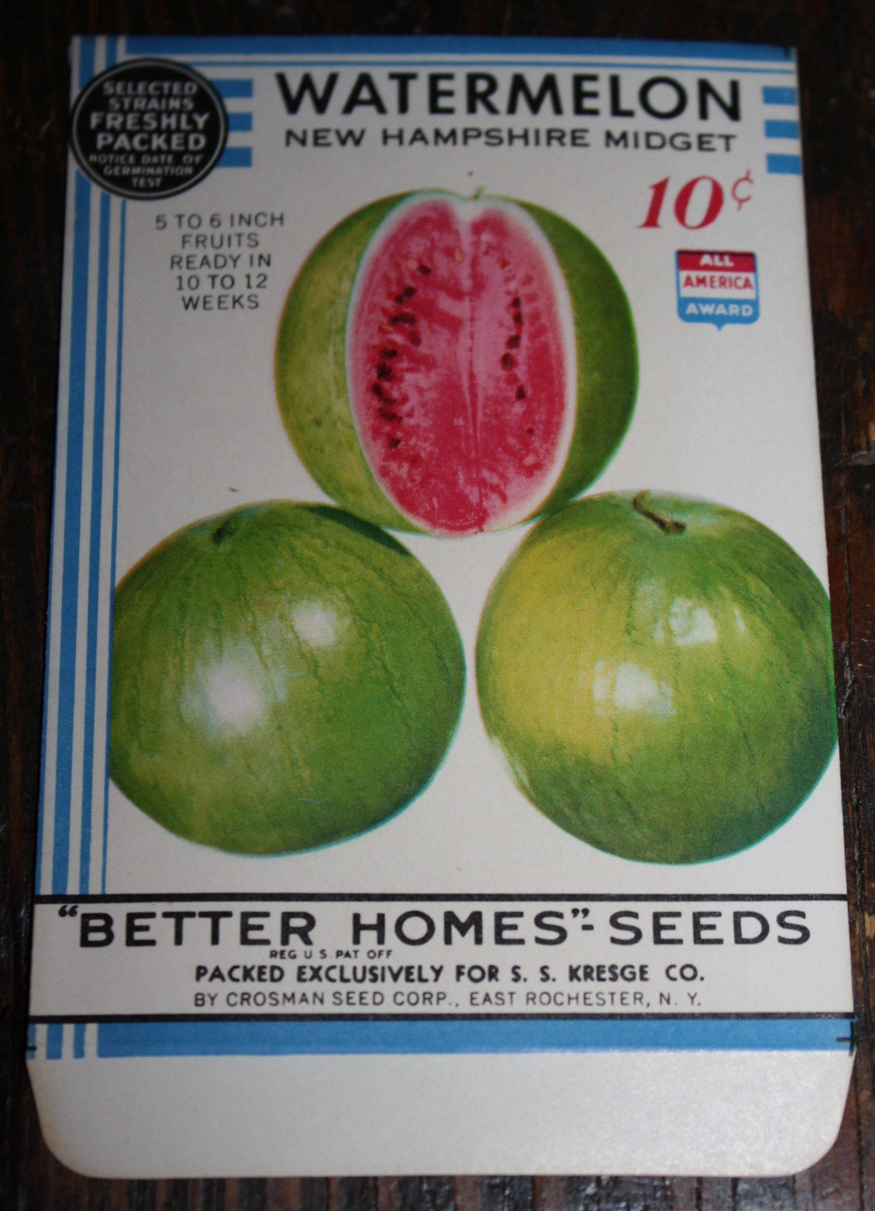 Set of 8 Vintage Watermelon Seed Packets; New Old Stock, Never Used ...