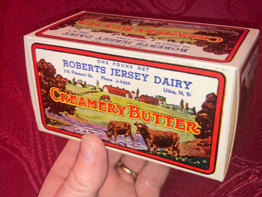 Vintage 1950 Original Roberts Jersey Dairy Creamery Butter Box, New Old ...