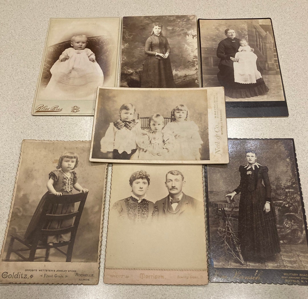 Group of 7 Different Victorian Cabinet Cards 19th Century Photographs ...