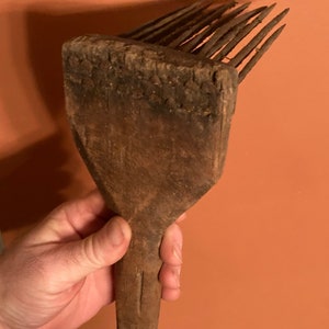 Antique Carved Wooden Flax Wool Carding Comb Heckle, Hetchel, Primitive ...