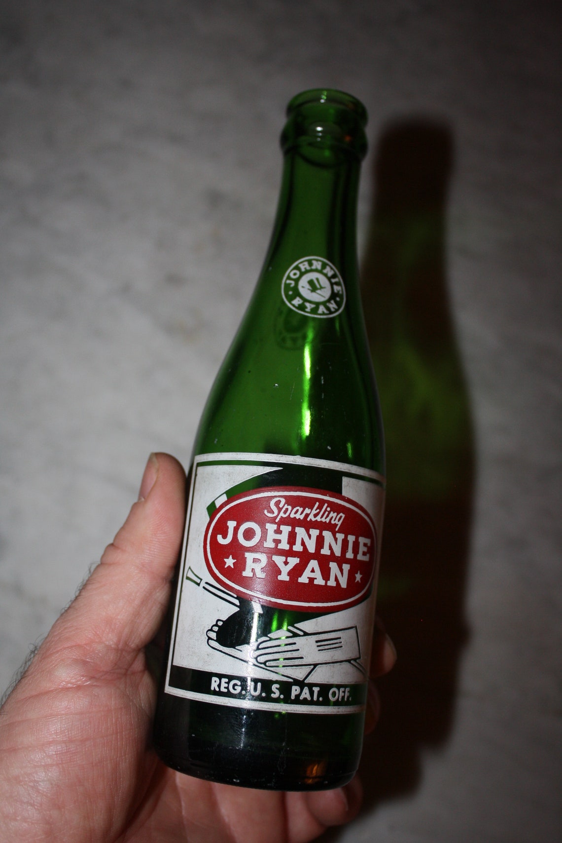 Vintage Johnnie Ryan Soda Pop Bottle Green Glass Painted - Etsy Canada