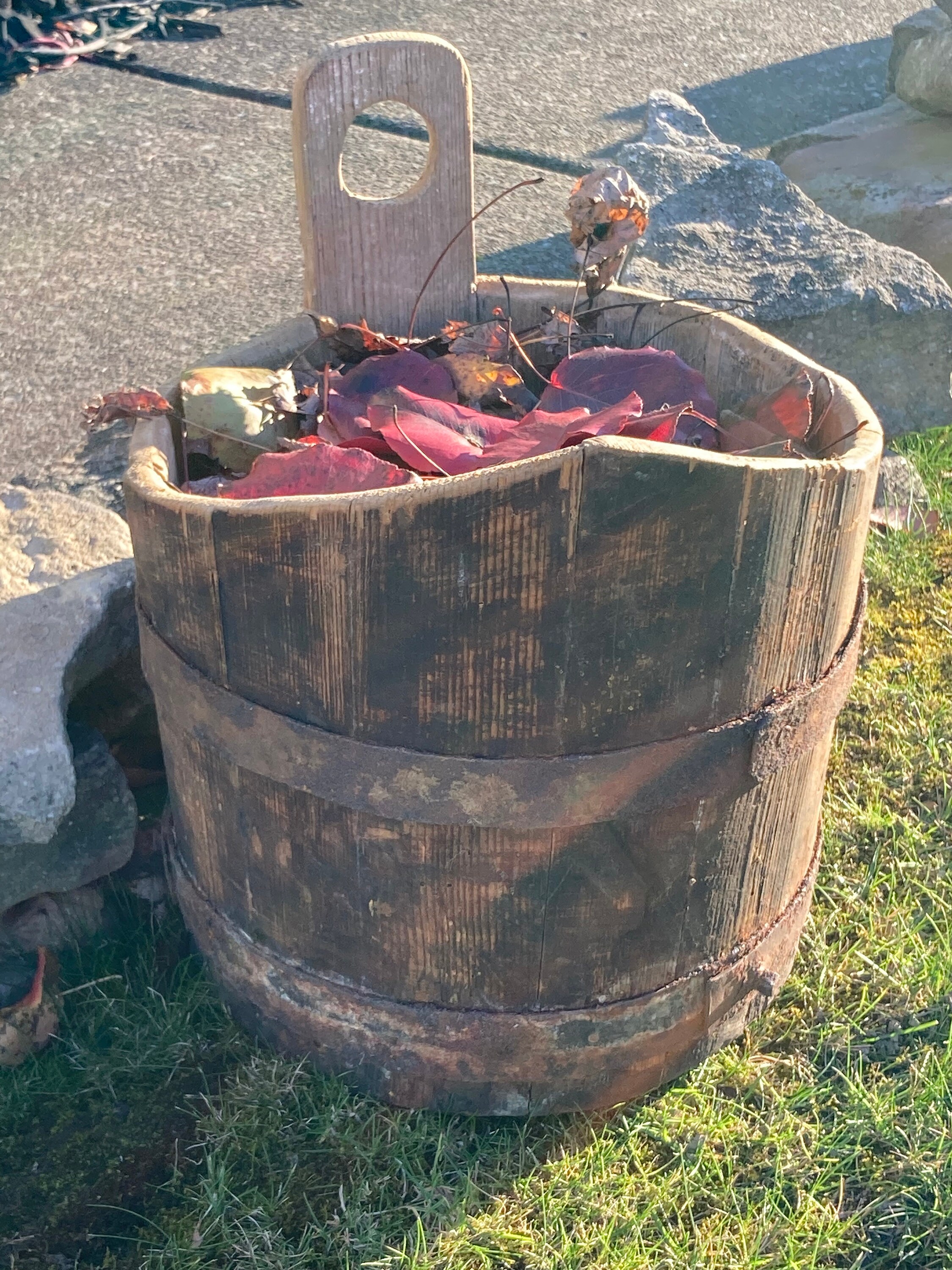 Antique Country Primitive Staved Wooden Piggin Bucket, Original Dark ...