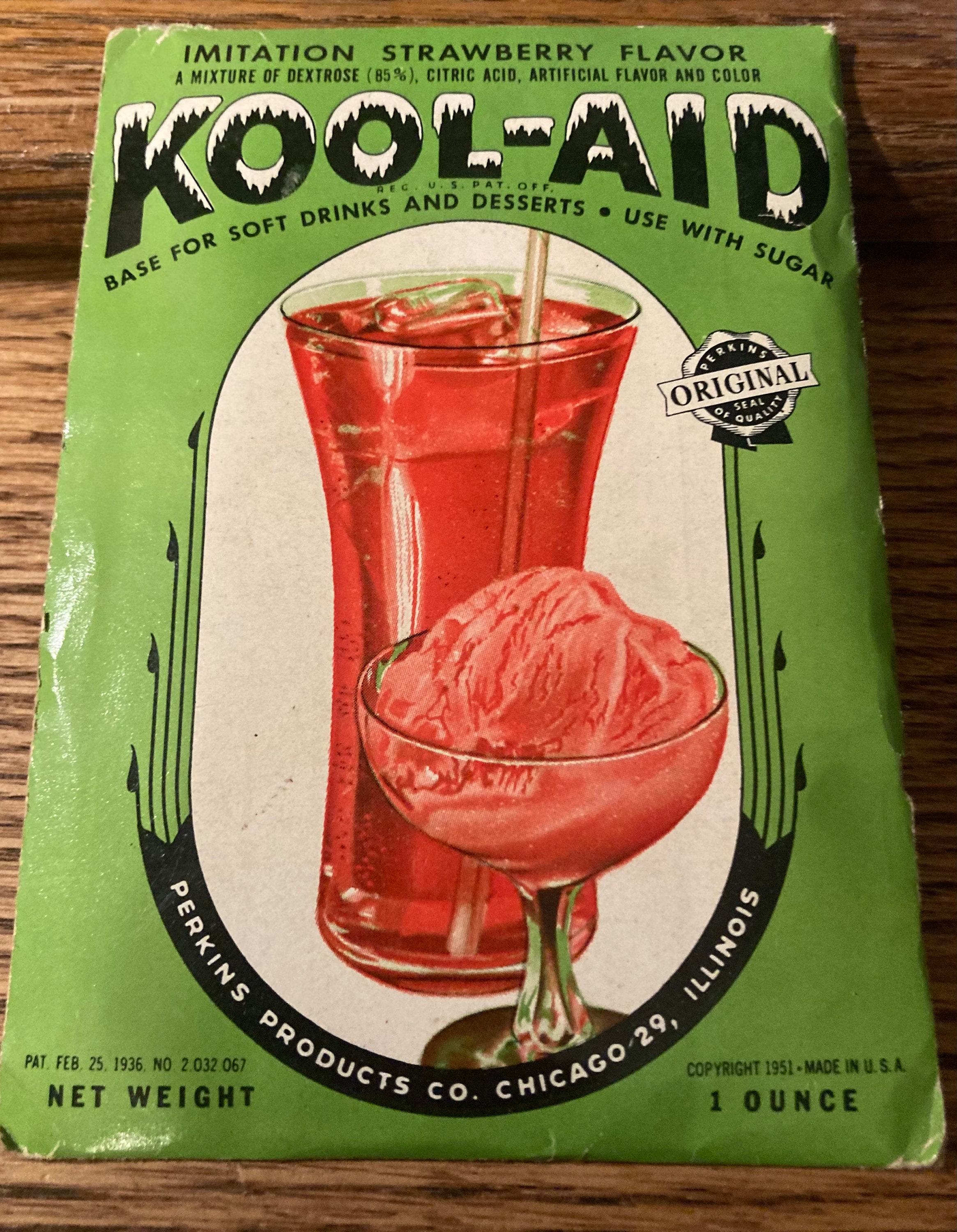 Original 1951 KOOL-AID Strawberry Drink Mix Packet, NOS, Full Contents ...