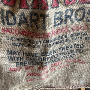 Vintage California Big B Potatoes Burlap Sack, Bidart Bros. Saco ...