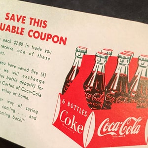 Vintage Coca Cola Carton Coupon Card; New Old Stock, 1960s Coke ...