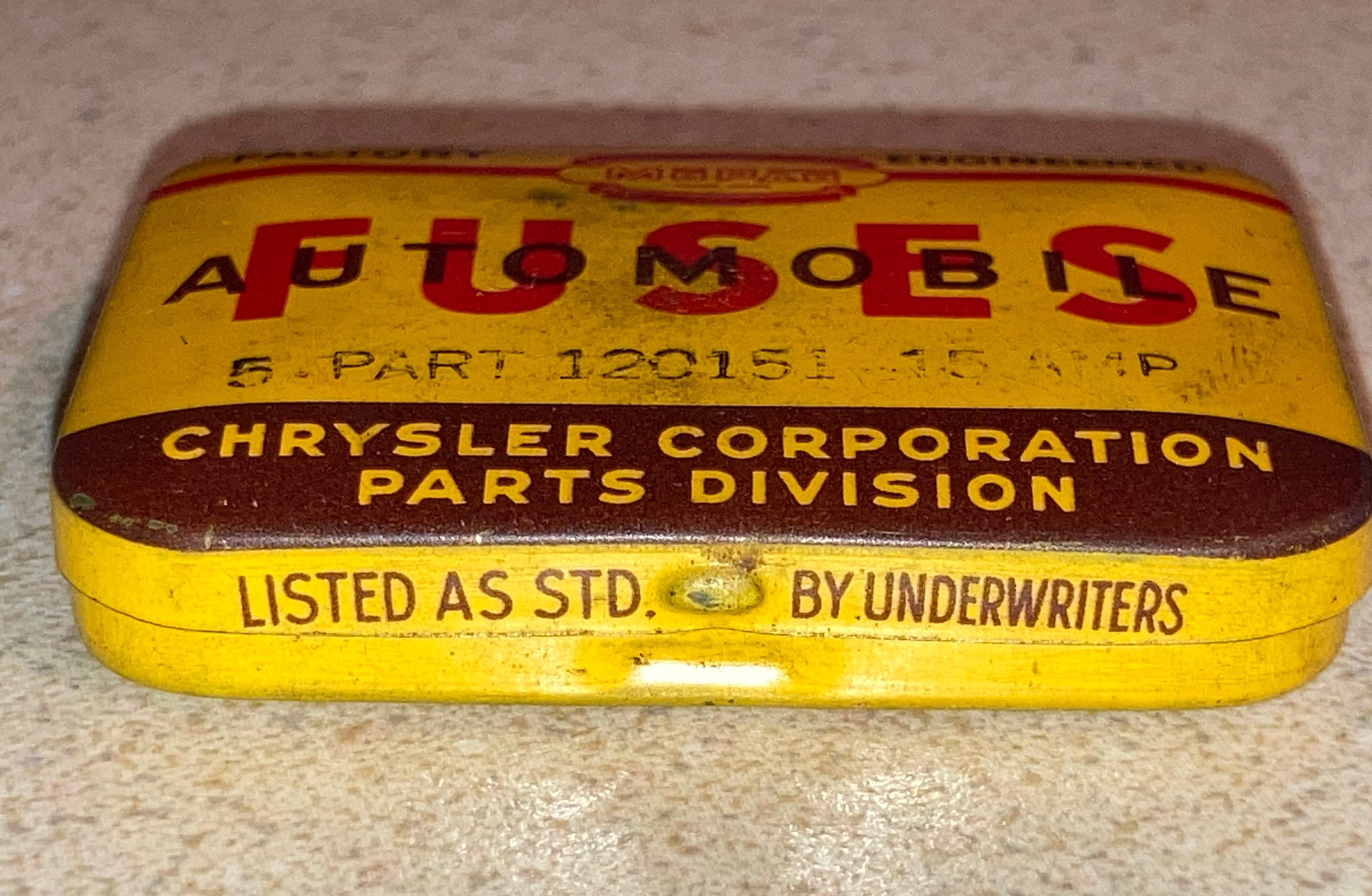Vintage MOPAR Automobile Fuses Tin; Original Chrysler Corporation Parts
