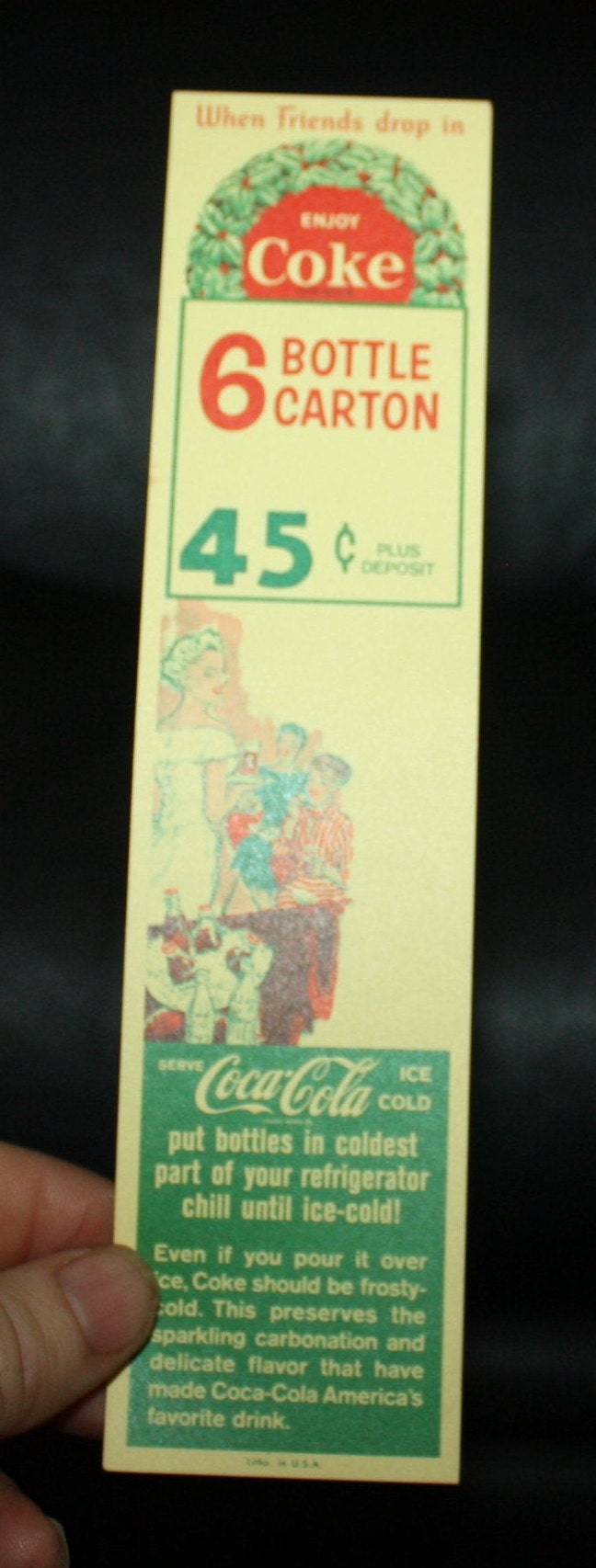 Vintage Late 1950s Coca Cola Carton Advertising Insert; NOS Coke 6 Pack ...